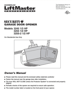 Liftmaster Formula 1 Garage Door Opener Manual: Models 1280, 1280r ...